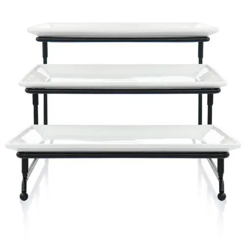 ELAMA 3 Tier Rectangular Plate Porcelain Serveware Set