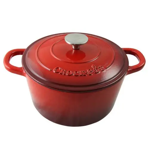 CROCK-POT 5 Quart Round Enameled Cast Iron Dutch Oven - Red