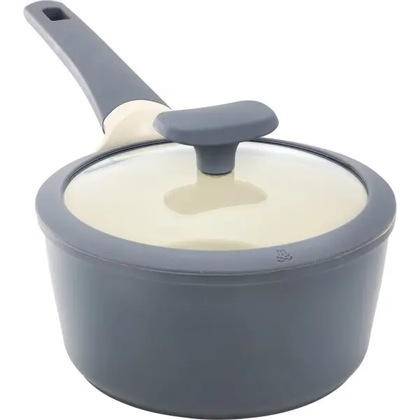 OSTER Rooney 2 Quart Ceramic Nonstick Aluminum Saucepan With Lid - Grey