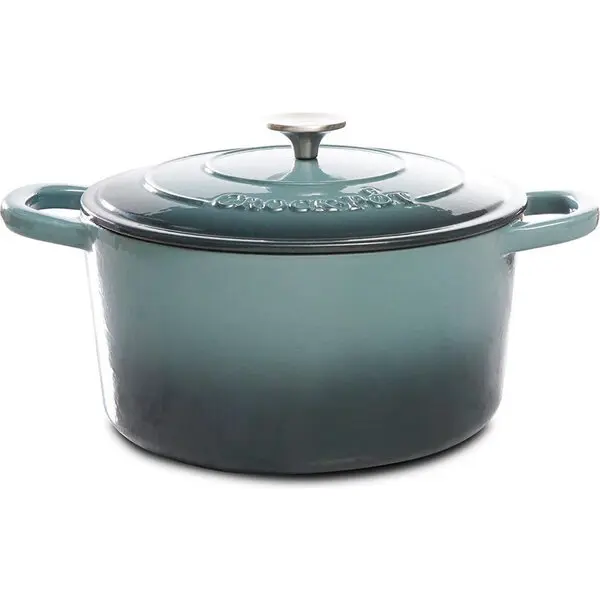 CROCK-POT 7 Quart Round Cast Iron Dutch Oven - Grey
