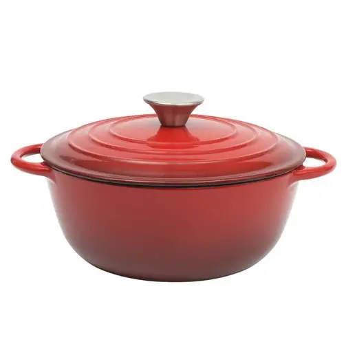 GIBSON HOME Addlestone 2.65 Quart Enameled Cast Iron Dutch Oven With Lid - Red