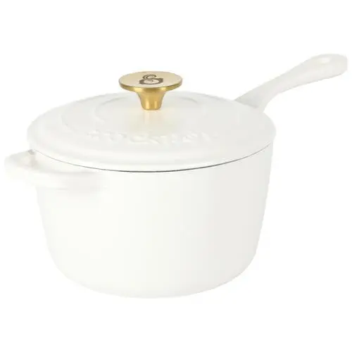 CROCK-POT 3 Quart Enameled Cast Iron Saucepan With Lid - White