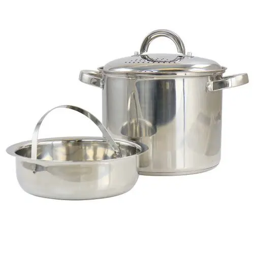 OSTER Sangerfield 5 Quart Stainless Steel Pasta Pot With Strainer Lid And Steamer Basket - Metallic Silver