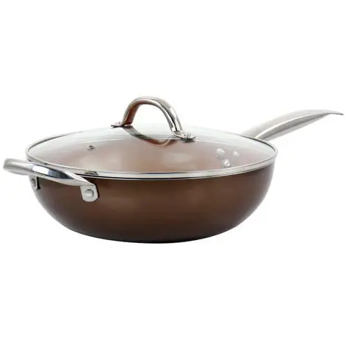 GIBSON HOME Copper Pan Cooking Excellence 3.5 Quart Aluminum Nonstick Saute Pan - Brown