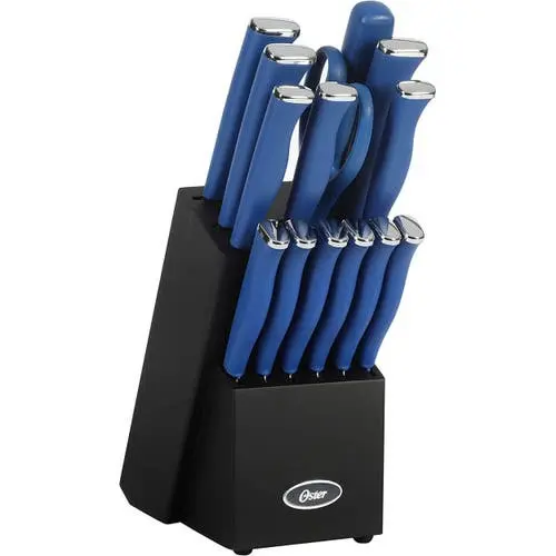 OSTER Langmore 15 Piece Stainless Steel Blade Cutlery Set - Blue