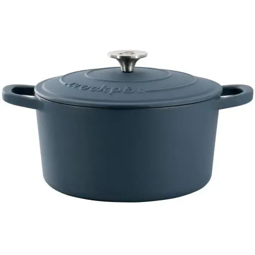 CROCKPOT 5 Quart Enameled Cast Iron Dutch Oven - Blue