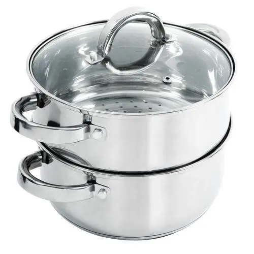 OSTER Hali 3-piece Stainless Steel Steamer Set With Lid - Metallic Silver