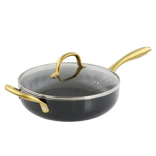 GIBSON HOME Ellsworth 3.5 Quart Aluminum Nonstick Saute Pan With Lid - Black