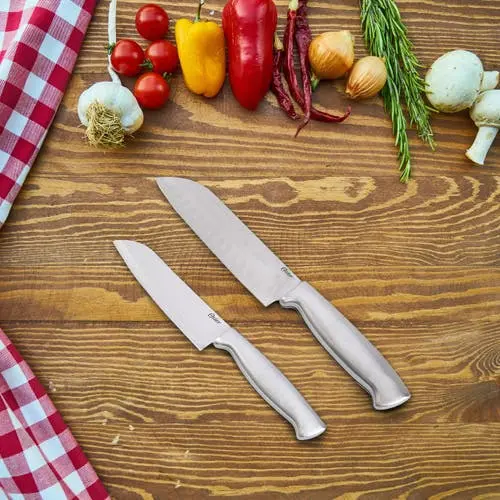 OSTER Baldwyn 2 Piece Stainles Steel Santoku Knife Set