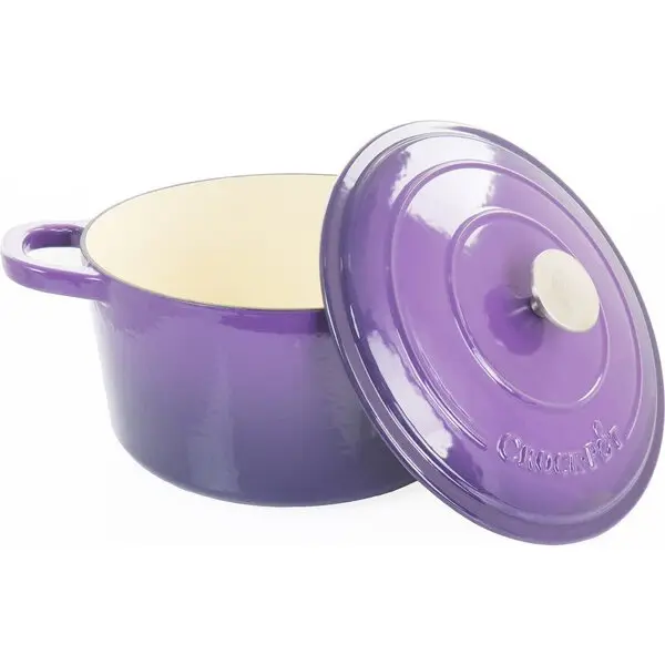 CROCK-POT 2 Piece 7 Quart Enameled Cast Iron Dutch Oven With Lid - Purple