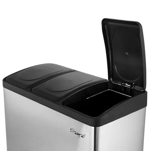 ELAMA 3 Section 15 Liter/4 Gallon Each Section Trash And Recycling Step Bin