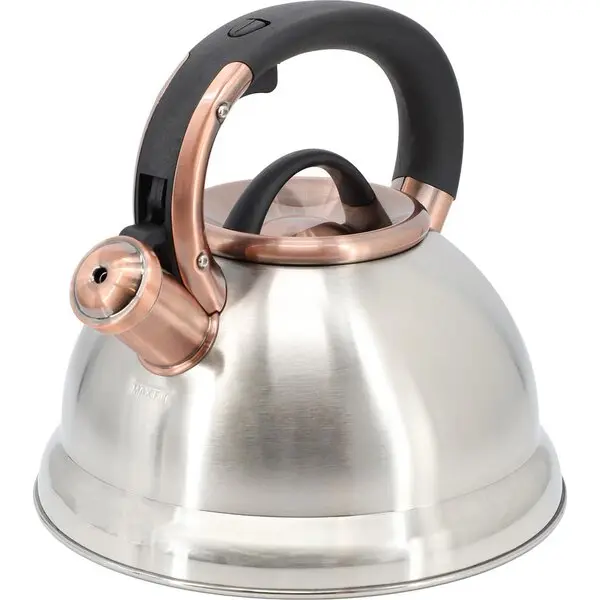 MR. COFFEE Flintshire 2.2 Quart Stainless Steel Whistling Tea Kettle - Metallic Silver