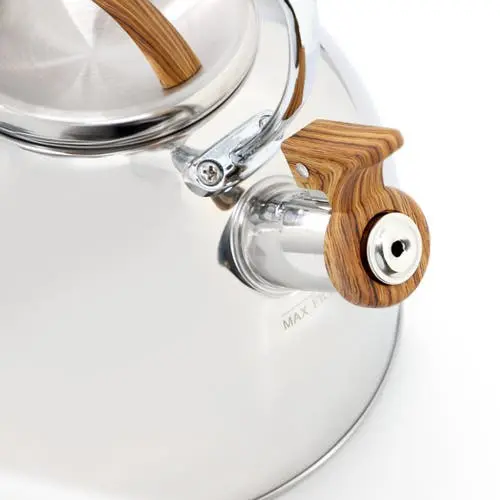 MR. COFFEE Fremont 2 Quart Mirror Polish Stainless Steel Whistling Tea Kettle