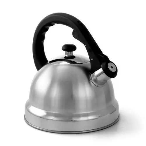 MR COFFEE Claale 2.2 Quart Brushed Stainless Steel Whistling Tea Kettle With Nylon Handle - Metallic Silver