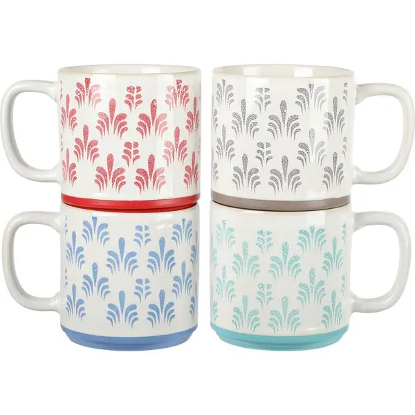GIBSON HOME Morning Mist 4 Piece 18 Ounce Stoneware Mug Set
