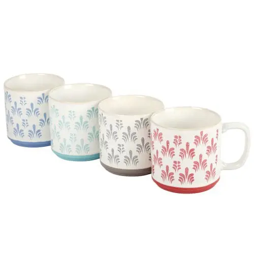 GIBSON HOME Morning Mist 4 Piece 18 Ounce Stoneware Mug Set