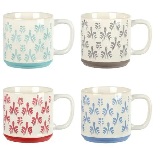 GIBSON HOME Morning Mist 4 Piece 18 Ounce Stoneware Mug Set