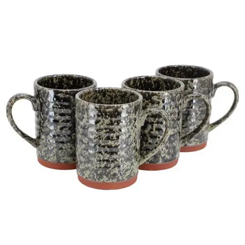 GIBSON HOME Terra Bella 4 Piece 18.5 Ounce Terracota Mug Set - Green