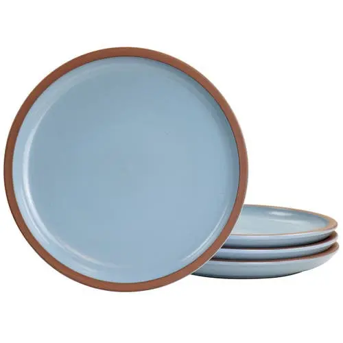 GIBSON ELITE Dumont 4 Piece Terracotta 10.8in Dinner Plate Set - Light Blue
