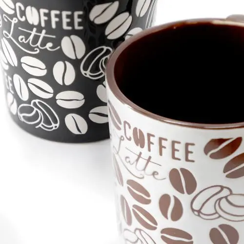 MR. COFFEE Vintage Brew 2 Piece 18 Ounce Coffee Bean Stoneware Mug Set