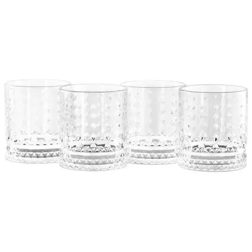 GIBSON HOME 4 Piece 13 Ounce Teardrop Embossed Double Old-fashioned Glass Set