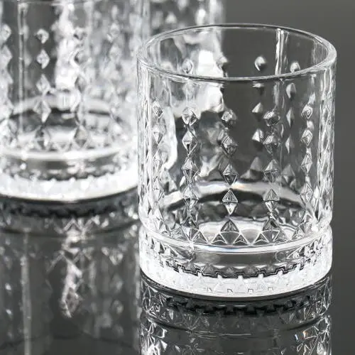 GIBSON HOME 4 Piece 13 Ounce Teardrop Embossed Double Old-fashioned Glass Set