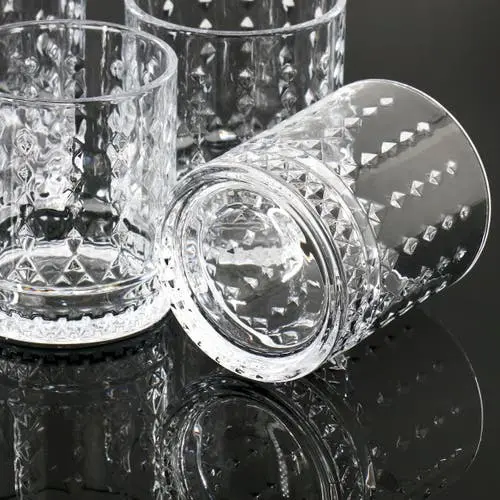 GIBSON HOME 4 Piece 13 Ounce Teardrop Embossed Double Old-fashioned Glass Set