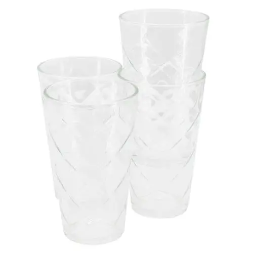 GIBSON HOME Lattice 4 Piece 16 Ounce Glass Tumbler Set - Clear