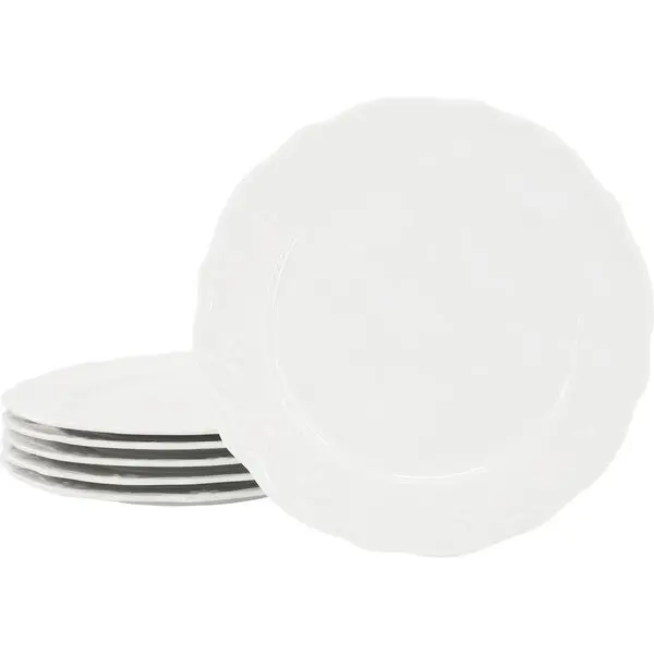 ELAMA Henryi 6 Piece 8.75 Inch Porcelain Salad Plate Set - White