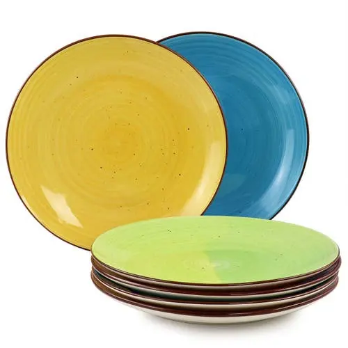 ELAMA Sebastian 6 Piece Stoneware Dinner Plate Set - Assorted
