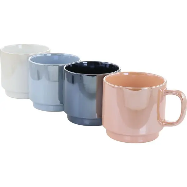 MR. COFFEE Cafe Celestial 4 Piece 14.8 Ounce Stoneware Pearlized Mug Set