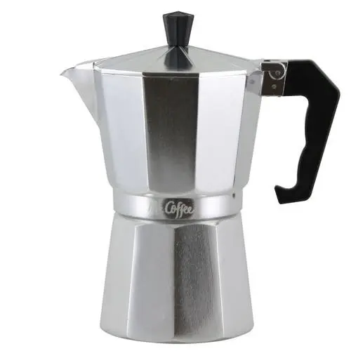 MR COFFEE Brixia 6-cup Aluminum Stovetop Espresso Maker - Metallic Silver