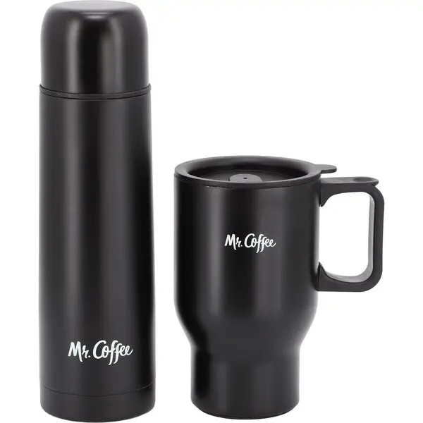 MR. COFFEE Javelin 2 Piece Thermal Bottle And Travel Mug Set - Black