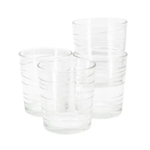 GIBSON HOME 4 Piece 13.5 Ounce Swirl Double Old-fashioned Glassware Set - Clear