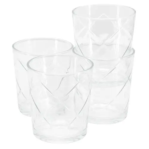 GIBSON HOME Lattice 4 Piece 13.5 Ounce Double Old-fashioned Glass Set - Clear