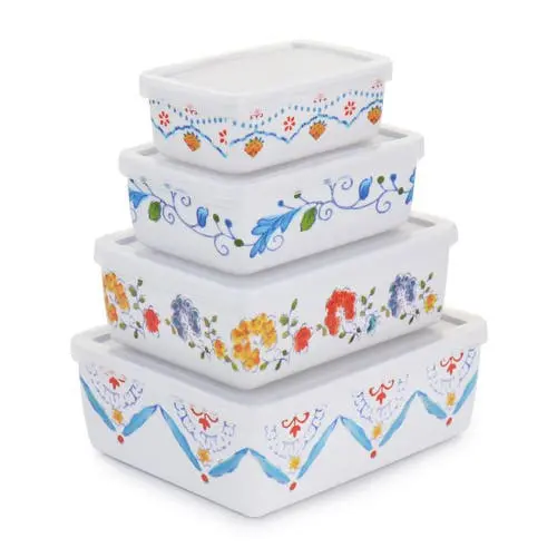 GIBSON HOME 8 Piece Anaya Rectangular Nesting Food Storage Set
