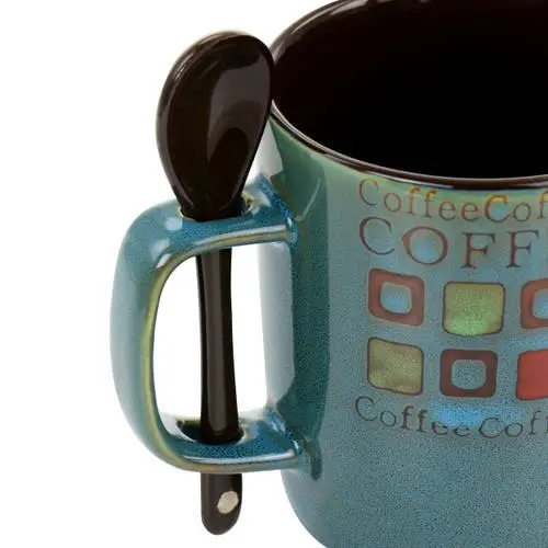 MR. COFFEE Cafe Americano 8 Piece 13oz Ceramic Cup And Spoon Set
