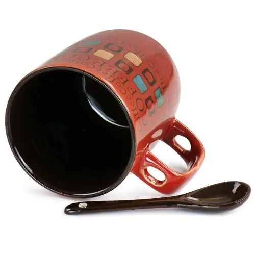 MR. COFFEE Cafe Americano 8 Piece 13oz Ceramic Cup And Spoon Set