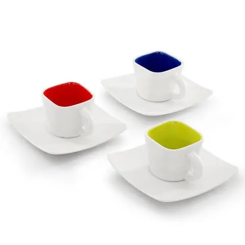 GIBSON HOME Crenshaw 13 Piece Square Stoneware Espresso Cup Set With Metal Stand