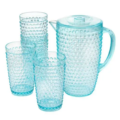 GIBSON HOME Malone 5 Piece Plastic Pitcher And Tumbler Set - Clear