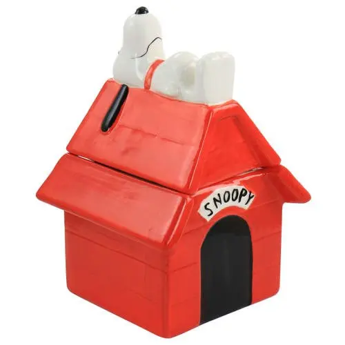 Gibson Classic Snoopy Dog House Durastone 11.2in Cooke Jar - Red