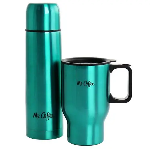 MR. COFFEE Javelin 2 Piece Thermal Bottle And Travel Mug Set - Green