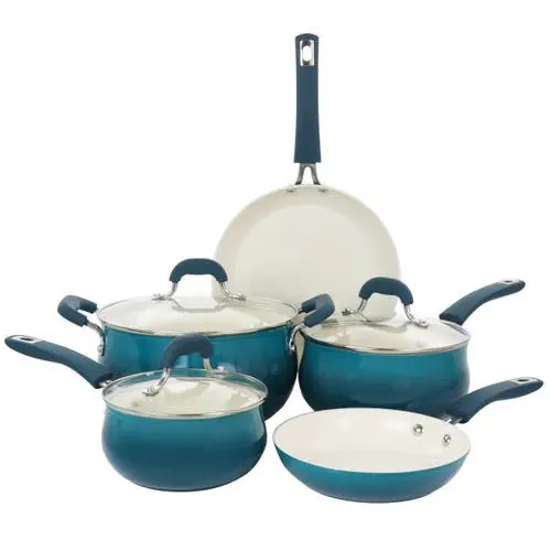 OSTER Corbett 8 Piece Nonstick Aluminum Cookware Set - Blue