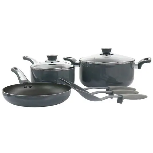 OSTER Legacy 8 Piece Aluminum Nonstick Cookware Set - Grey