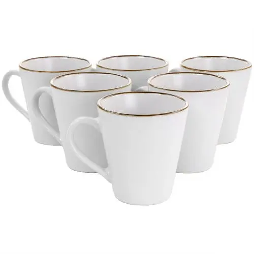 ELAMA Arthur 6 Piece Stoneware Mug Set - White