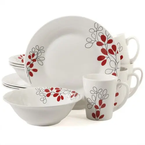 Gibson Scarlet Leaves 12 Pc Dinnerware Set