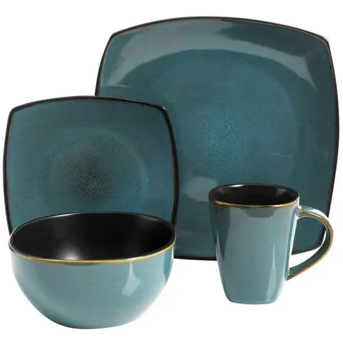 Gibson 16-piece Soft Square Dinnerware Set Green
