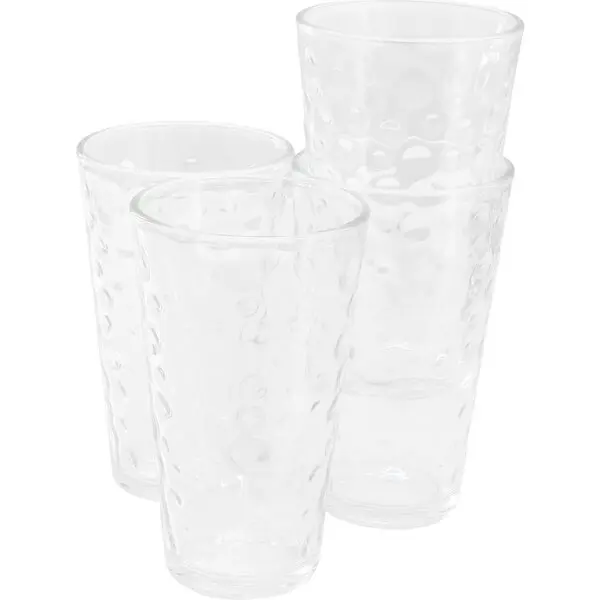 GIBSON HOME 4 Piece 16 Ounce Bubble Glass Tumbler Set - Clear