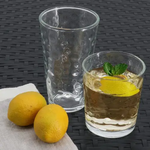 GIBSON HOME 4 Piece 16 Ounce Bubble Glass Tumbler Set