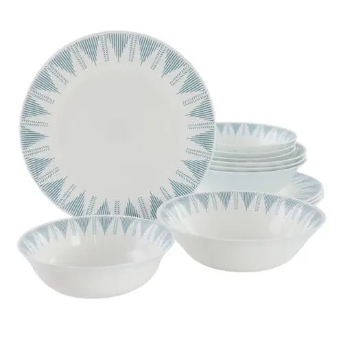 ULTRA BY GIBSON Piper Point 12 Piece Opal Glass Dinnerware Set - White